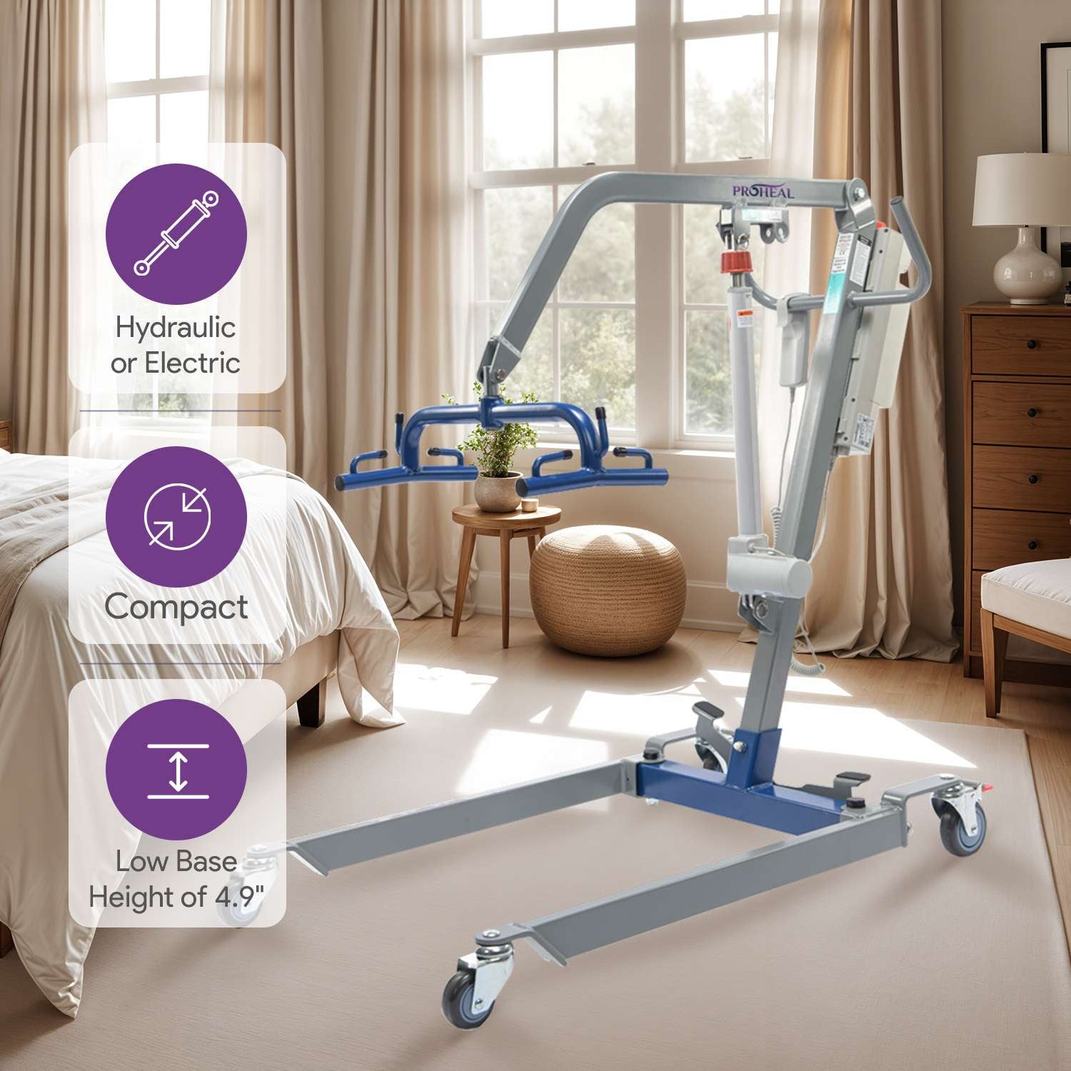 Hydraulic Patient Lift with Electric Upgrade - 400 lb Weight Capacity ...