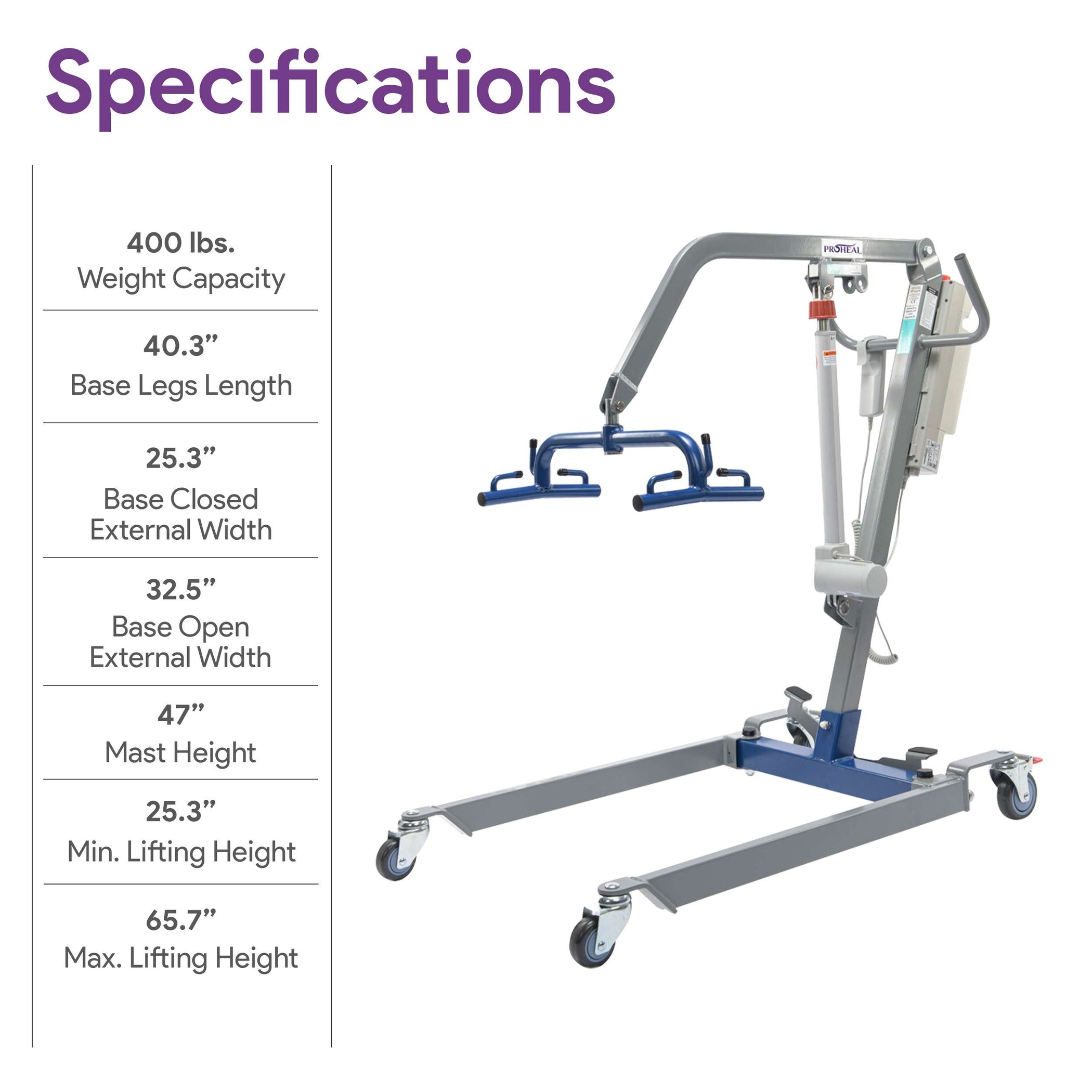 Hydraulic Patient Lift with Electric Upgrade - 400 lb Weight Capacity ...