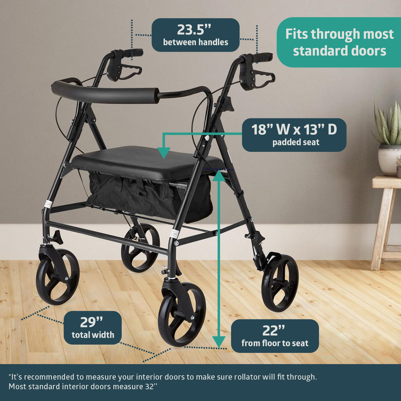 Bariatric Rollator Heavy Duty Steel 500lb — ProHeal-Products