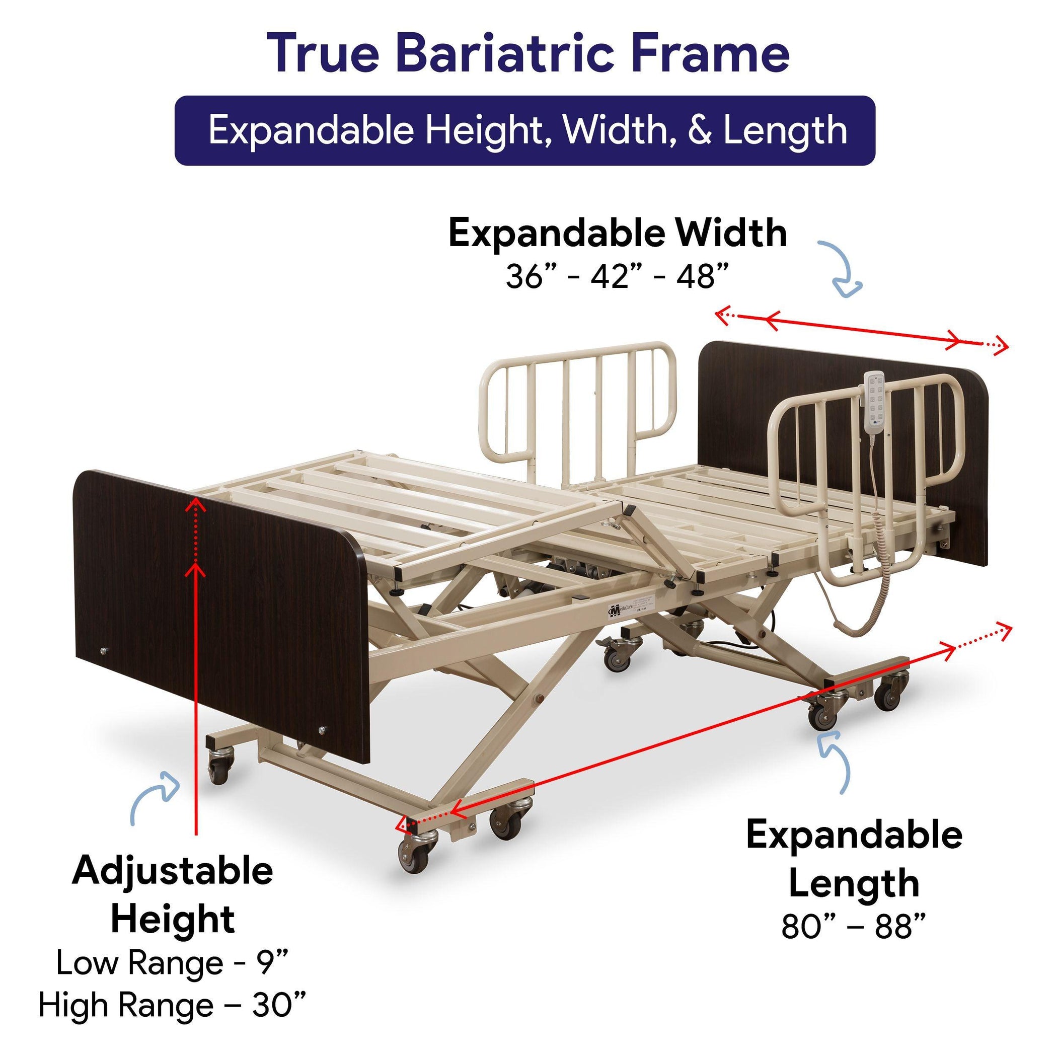 Medacure Adjustable Bariatric Hospital Bed - 750lbs Cap — ProHeal-Products