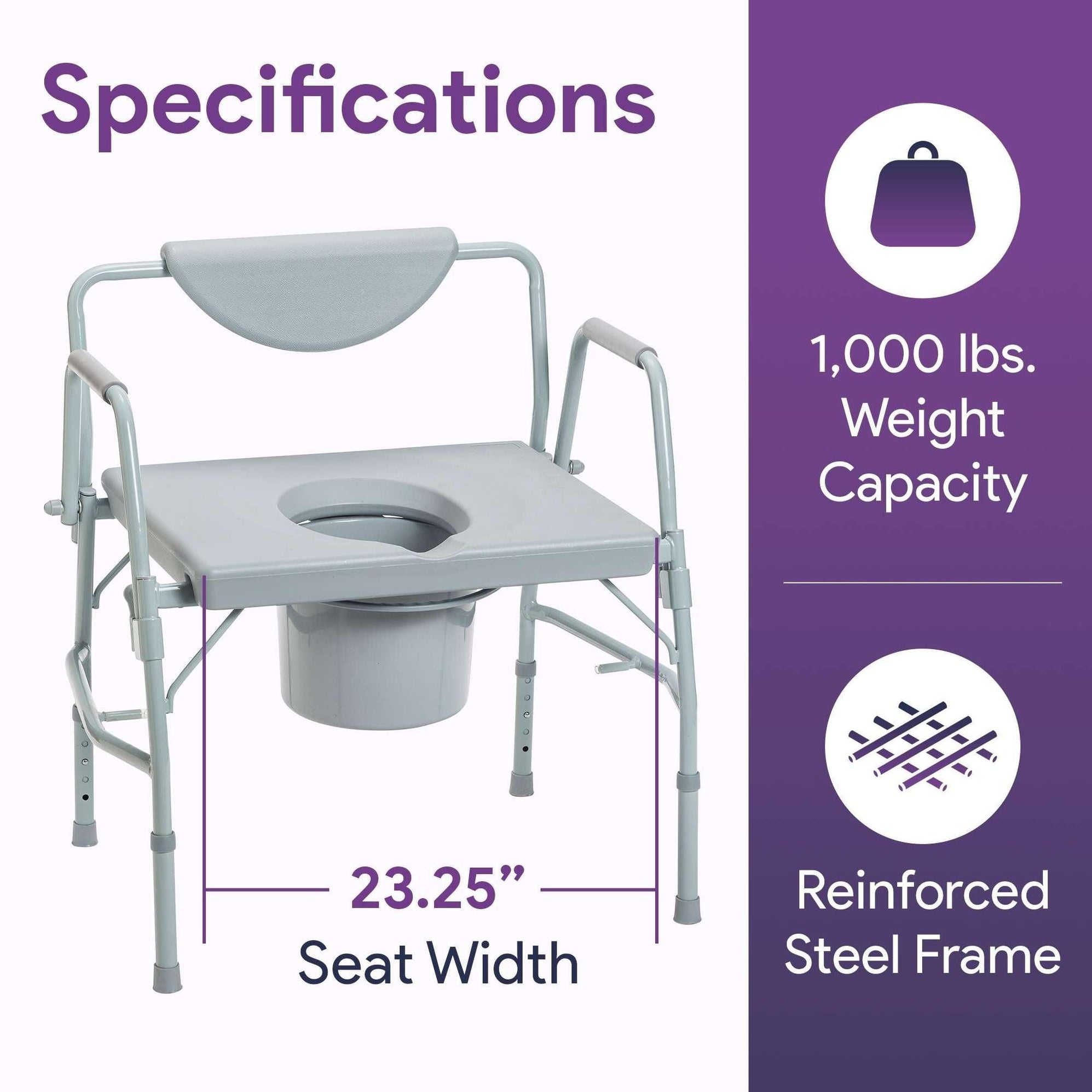 Bariatric Drop Arm Bedside Commode Chair — ProHeal-Products