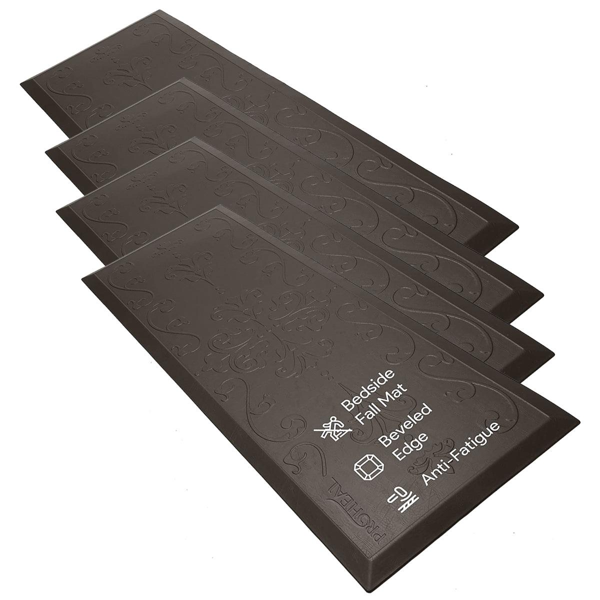 Beveled Bedside Fall Mat for Elderly - Brown - 4 Pack — ProHeal-Products
