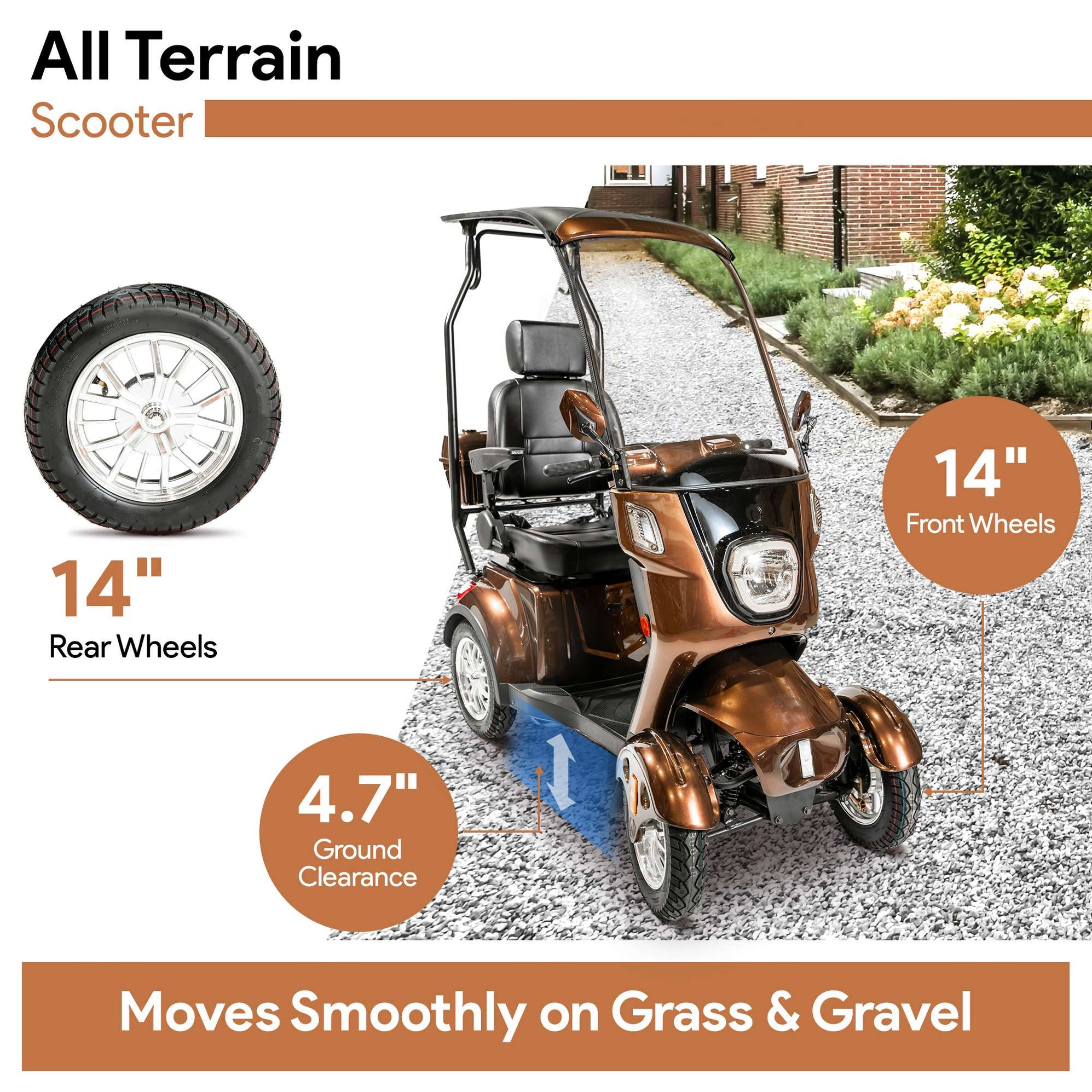 Electric Covered Mobility Scooter with Canopy and Windshield - 300 lb ...