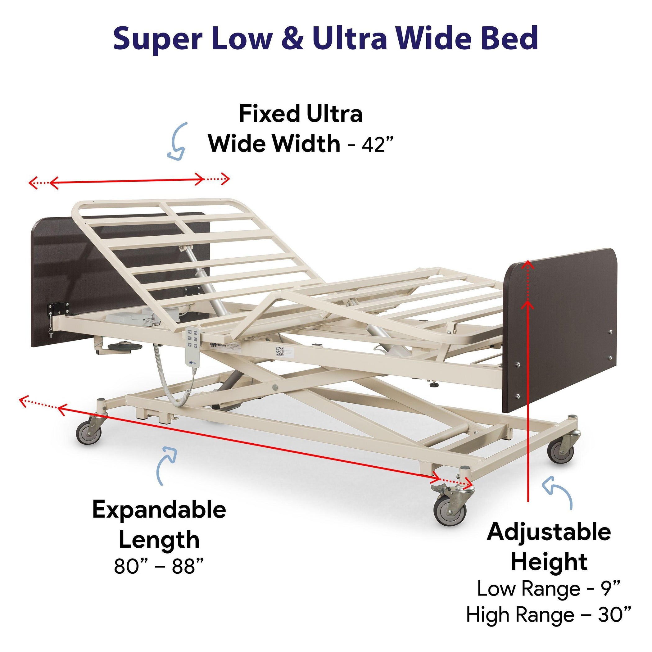 Ultra Low and Wide Adjustable Electric Hospital Bed — ProHeal-Products