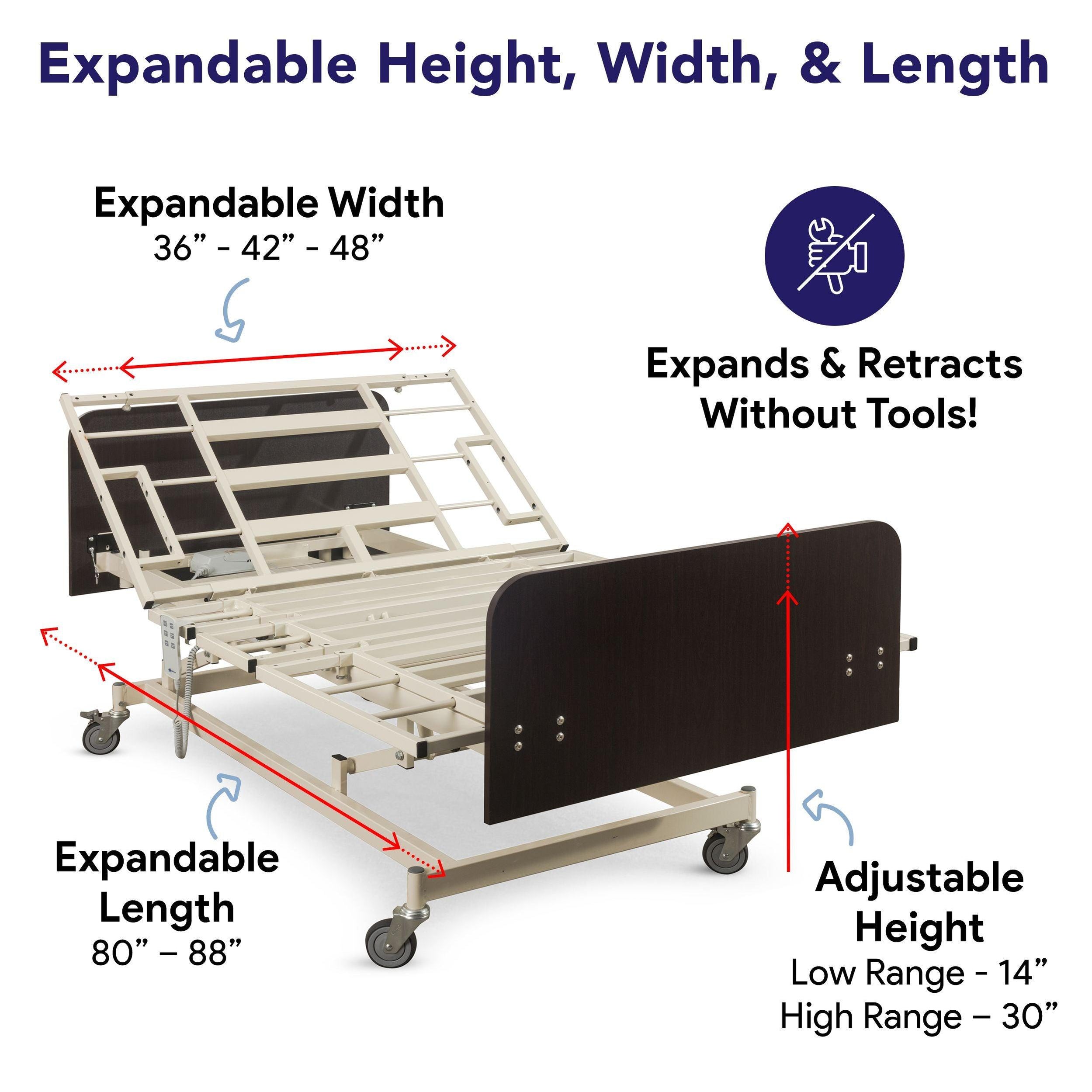 Ultra Wide and Super Low Adjustable Electric Hospital Bed — ProHeal ...