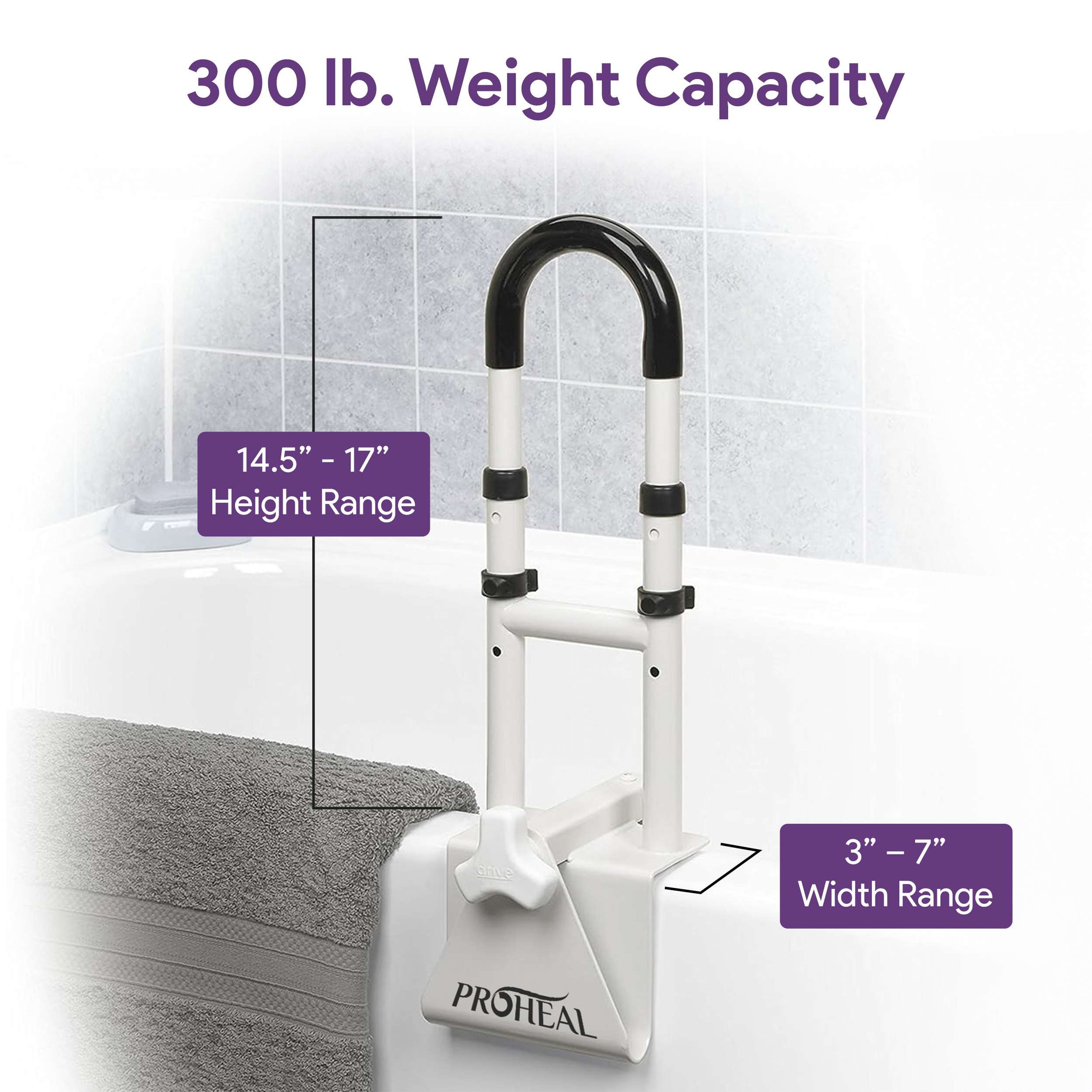 Adjustable Bathtub Grab Bar - Universal Clamp On Bar — ProHeal-Products